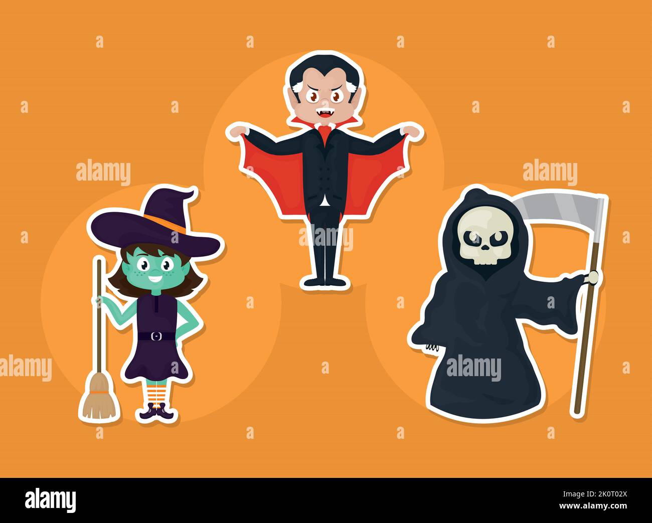 cartoon halloween characters Stock Vector Image & Art - Alamy