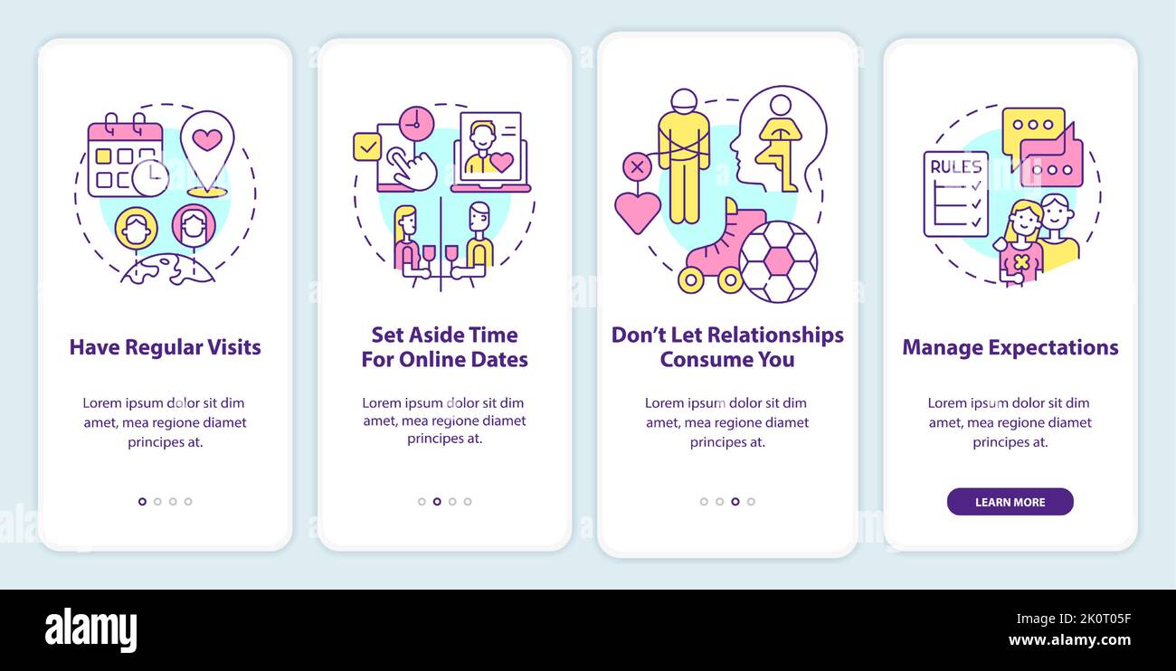 Fixing Long Distance Relationship Onboarding Mobile App Screen Stock Vector Image And Art Alamy