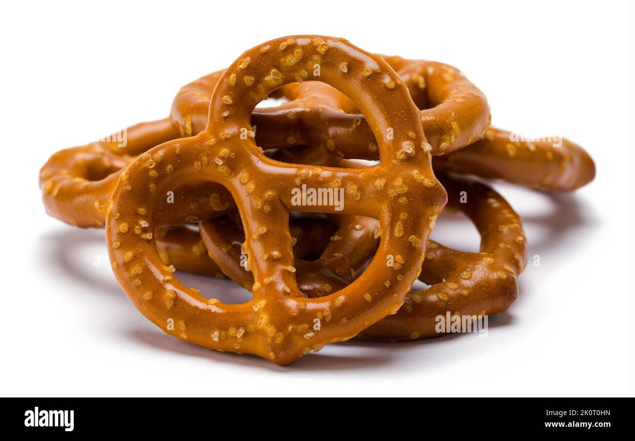 Small Pile of Pretzels Cut Out on White Stock Photo - Alamy