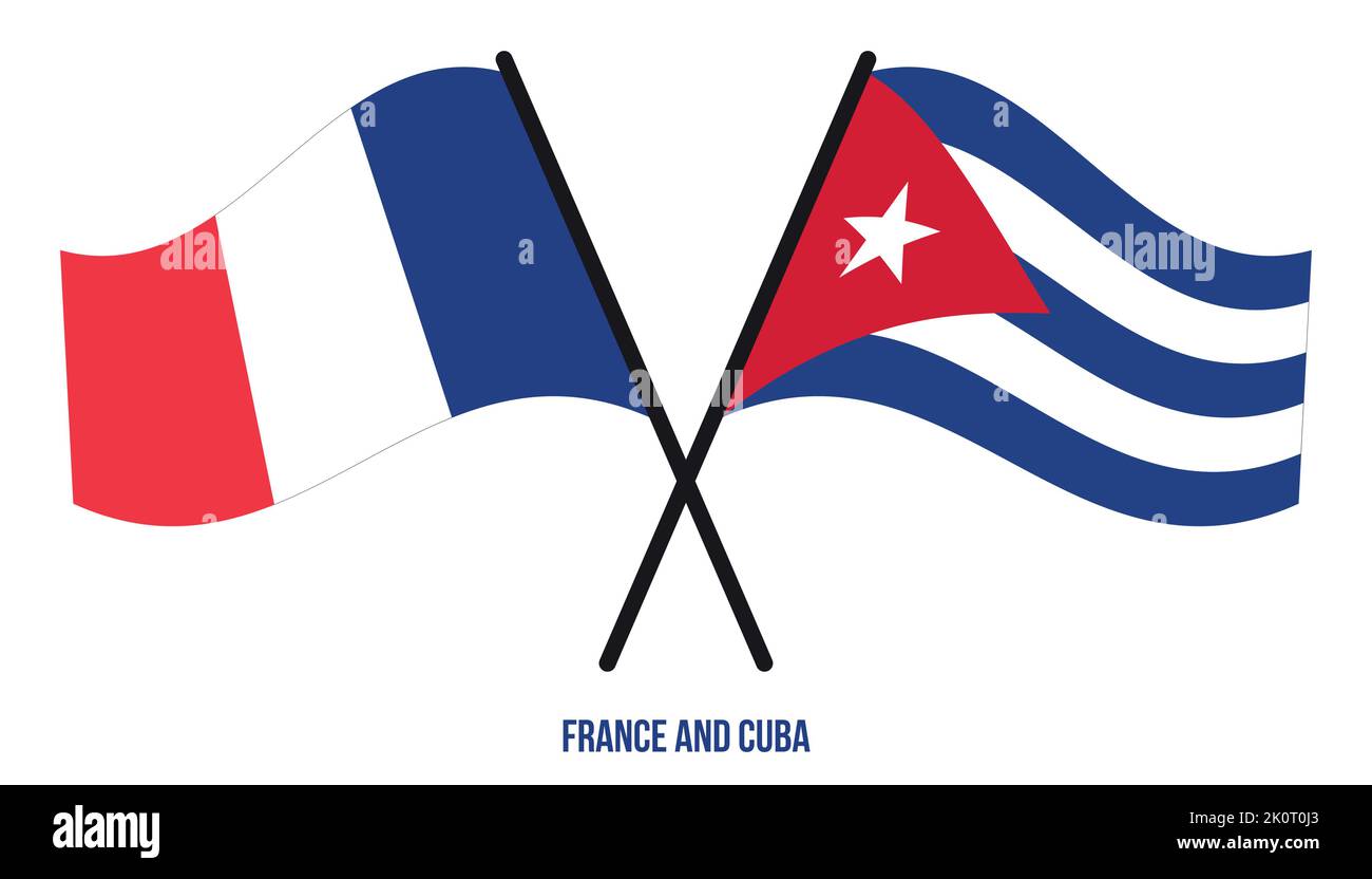 France and Cuba Flags Crossed And Waving Flat Style. Official ...
