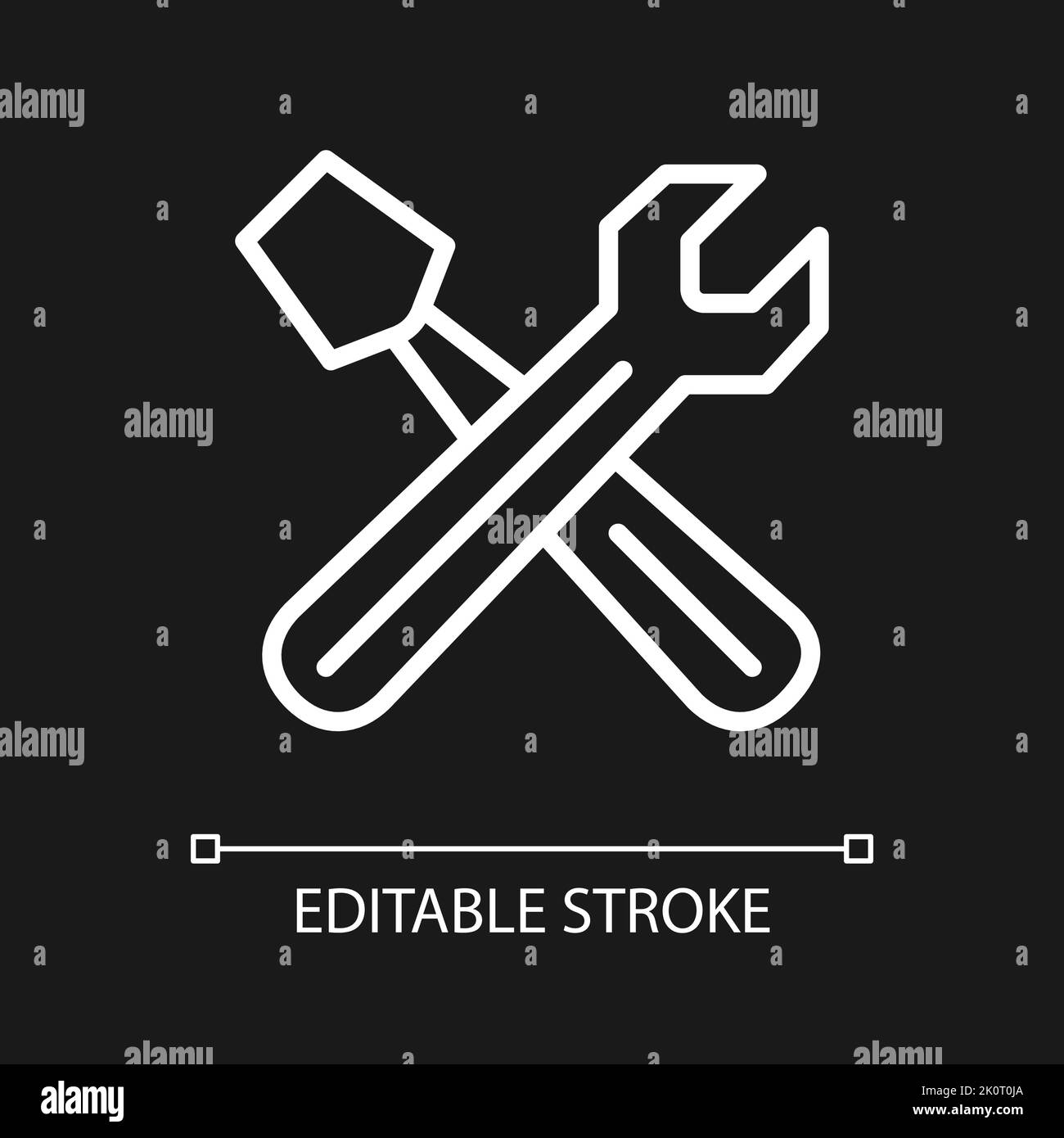 Hand tools white linear icon for dark theme Stock Vector Image & Art ...