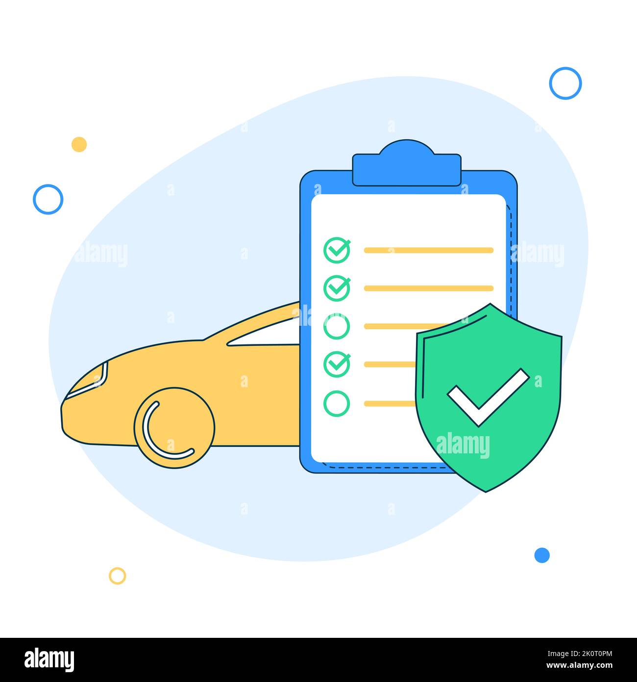 Flat design car insurance landing page template. Document report with ...