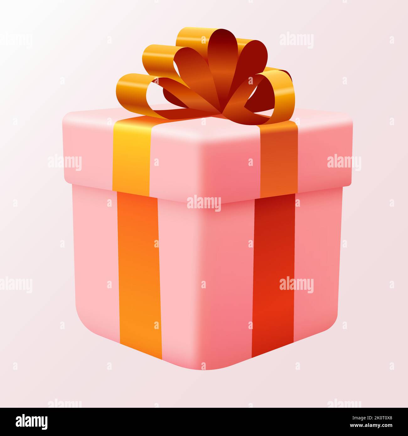 Pink present box with golden ribbon isolated on white. Vector ...