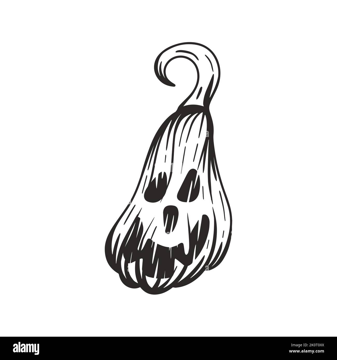 Pumpkin for halloween grunge illustration. Hand drawn vintage engraved ...