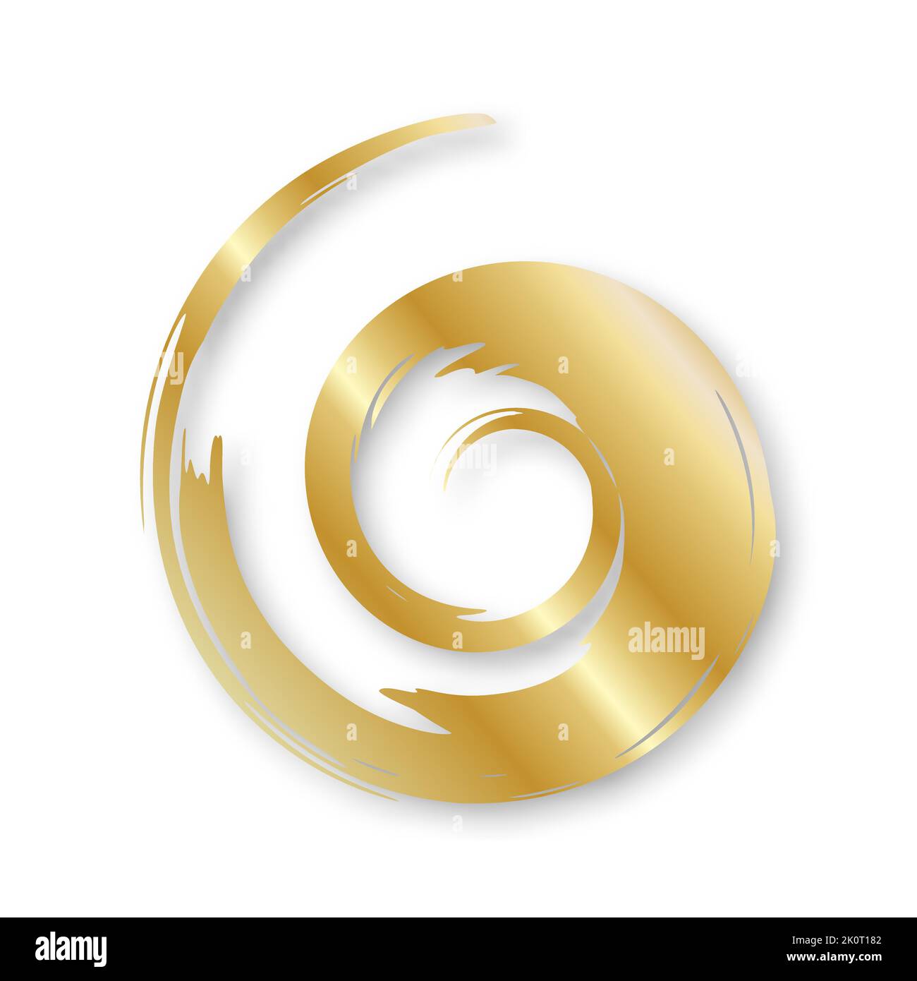Golden hand painted swirl symbol handmade with ink brush. Vector ...