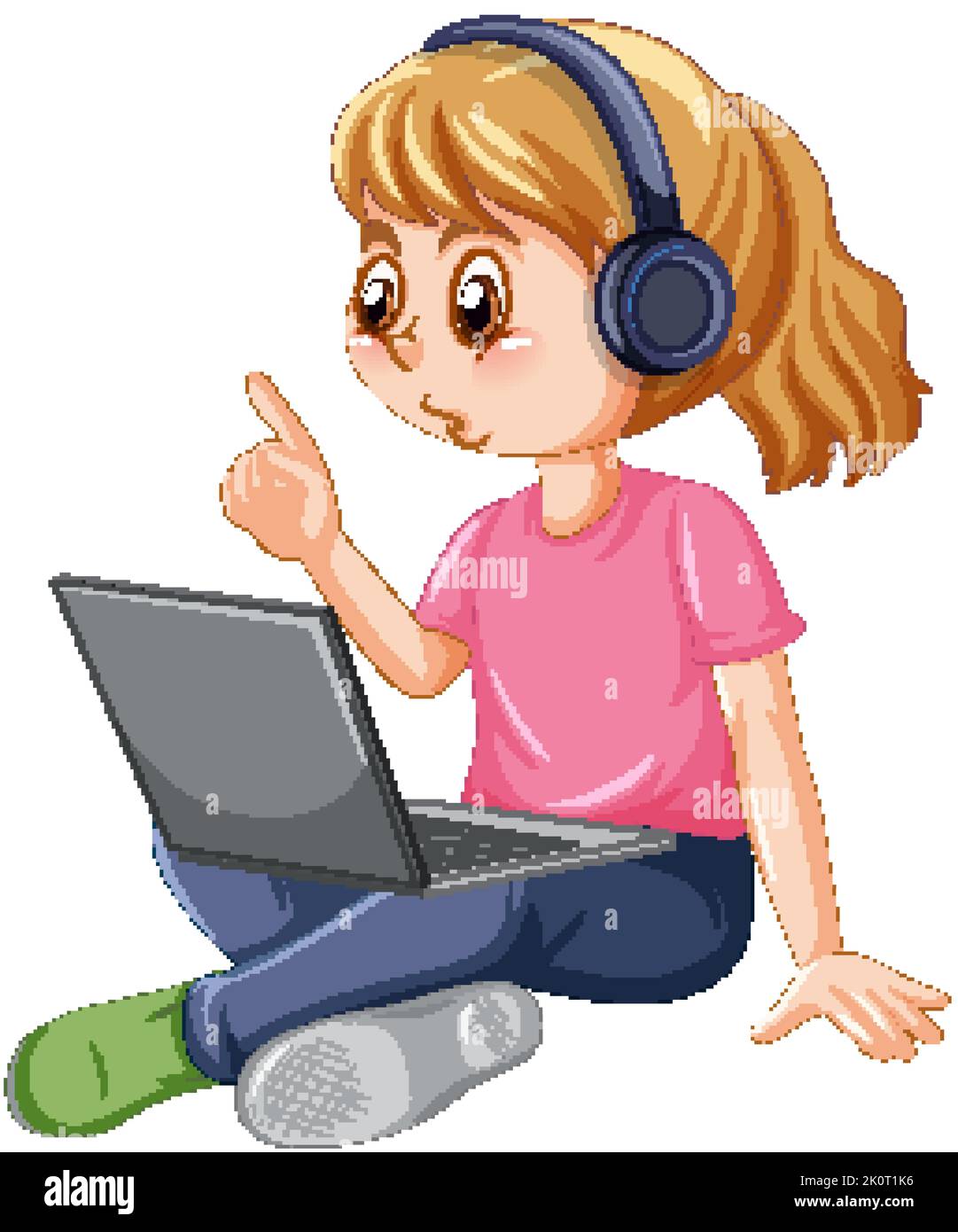 A girl using laptop cartoon illustration Stock Vector Image & Art - Alamy