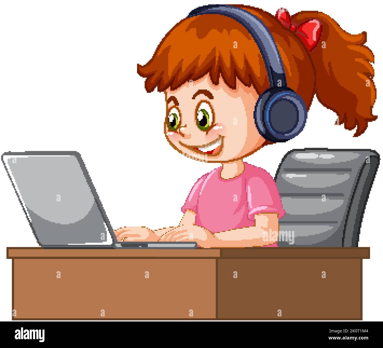 A girl using laptop cartoon illustration Stock Vector Image & Art - Alamy