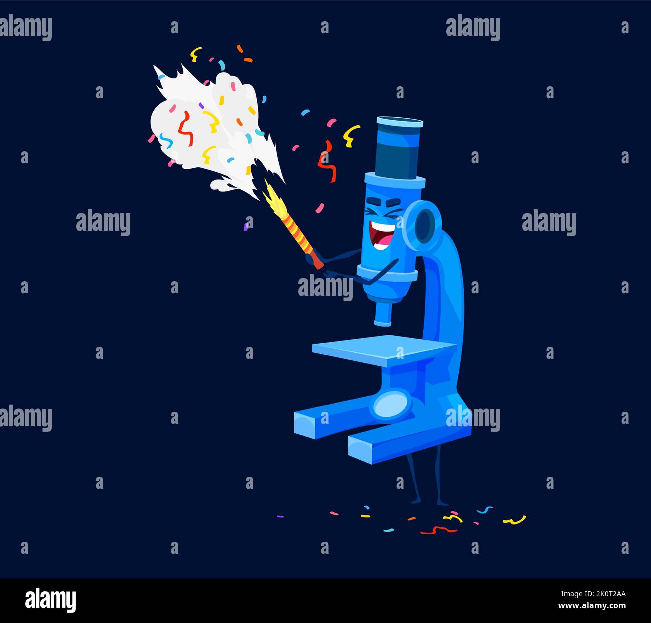 Holiday birthday celebration, cartoon microscope character. Vector ...
