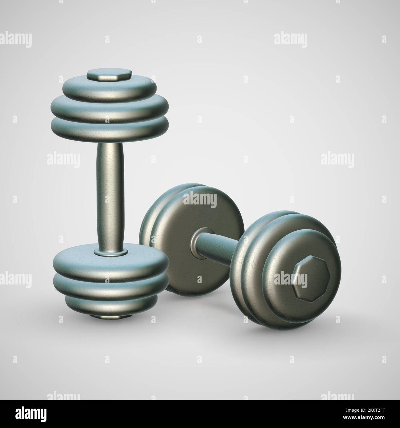 Two 3D realistic metallic dumbbells on light background Stock Vector ...