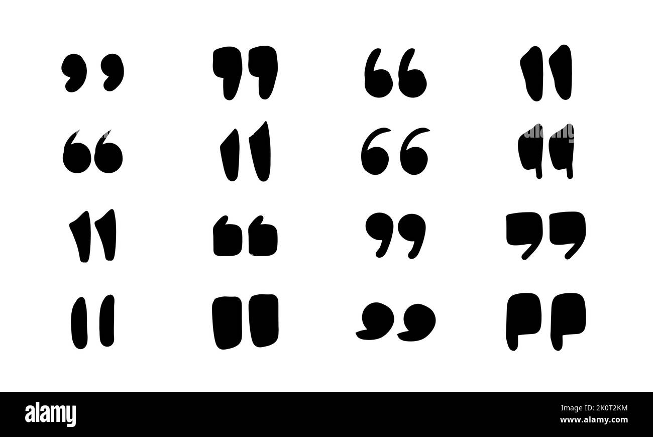 Hand drawn quotes icons collection. Silhouette quotes for text and ...