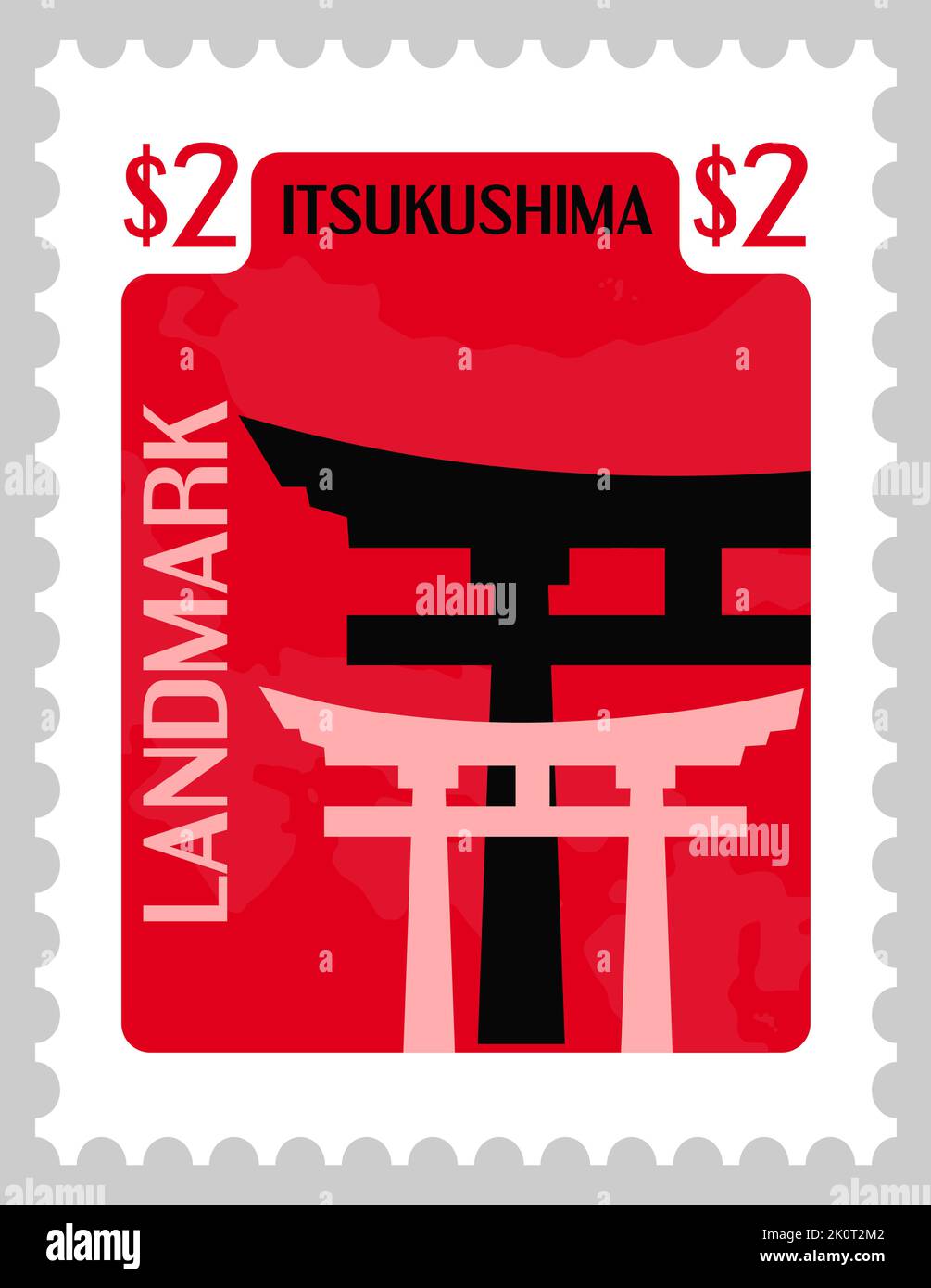 Itsukushima landmark of Japan, postmark vector Stock Vector Image & Art ...