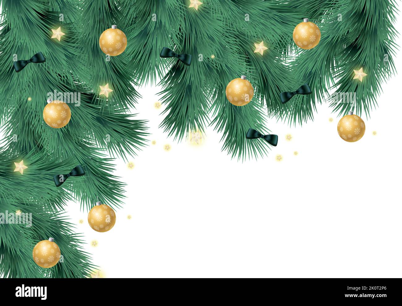 Christmas tree on white background, web template for festive ...