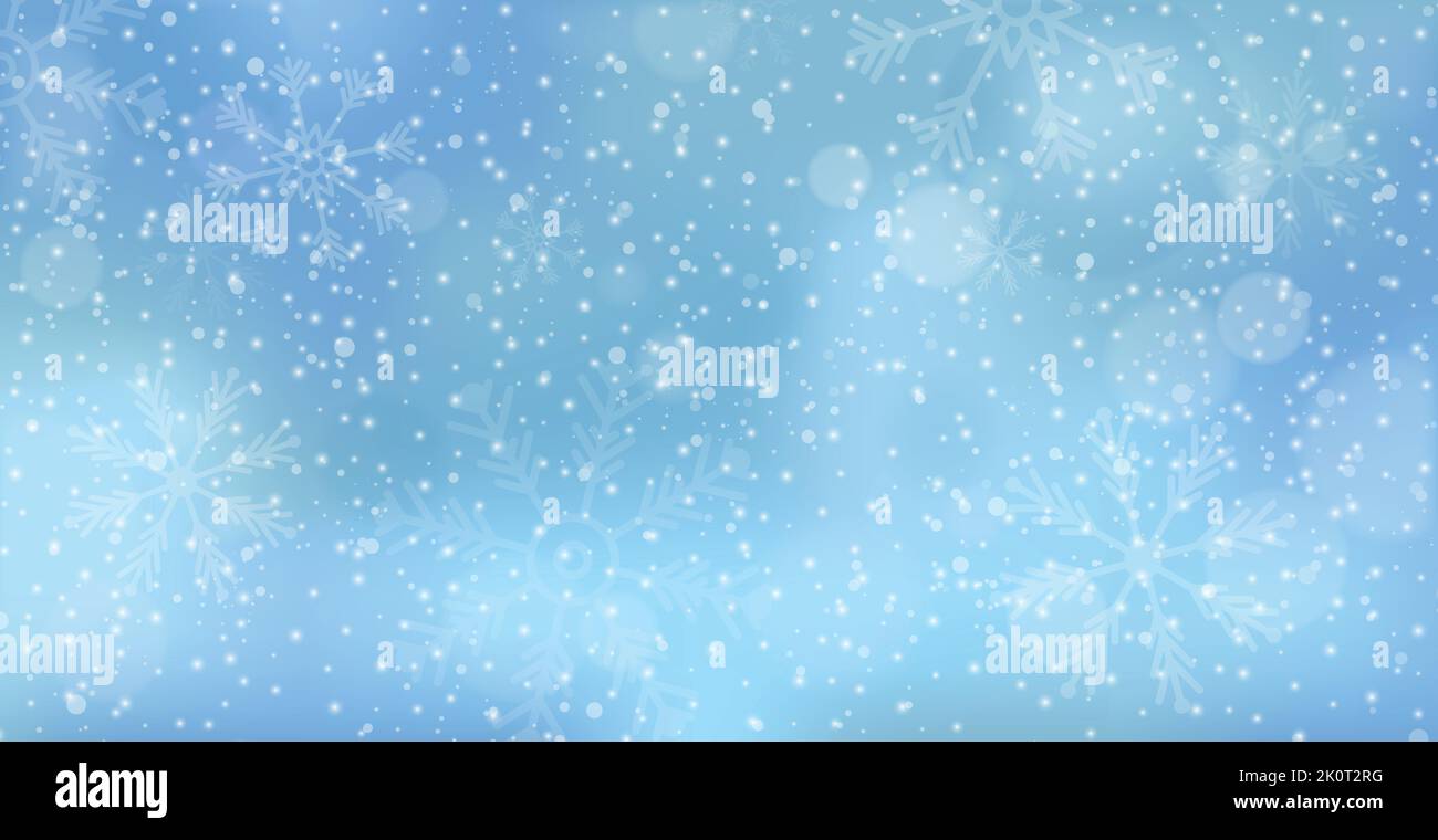 White falling snow, big snowdrifts, different snowflakes, festive ...