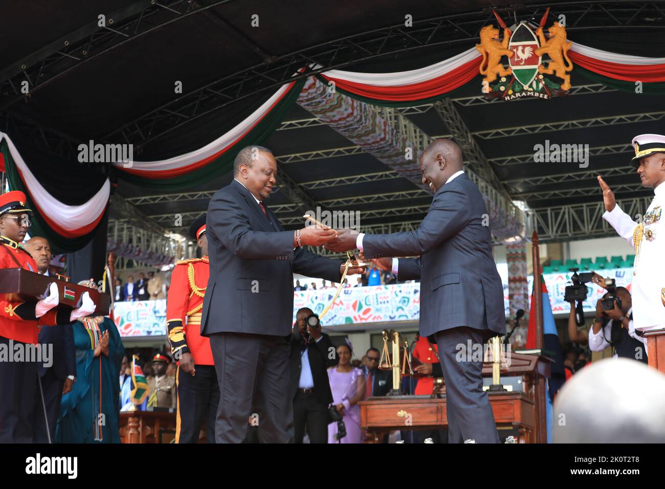 Nairobi, Kenya. 13th Sep, 2022. Kenya's newly elected President William Ruto (R) receives the ...