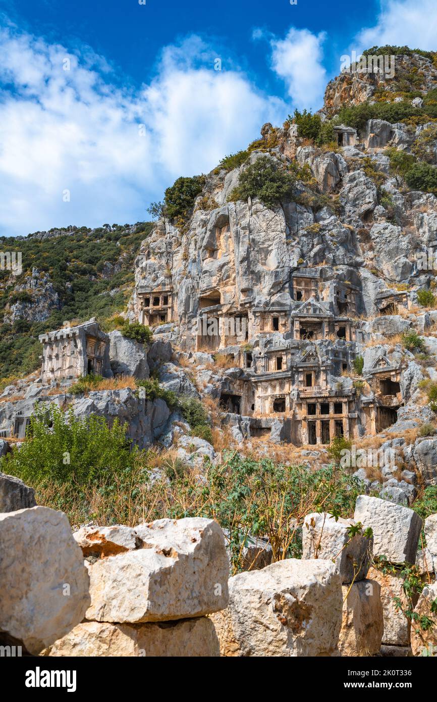 Rock-cut tombs in the ancient city of Myra, Turkey Stock Photo - Alamy