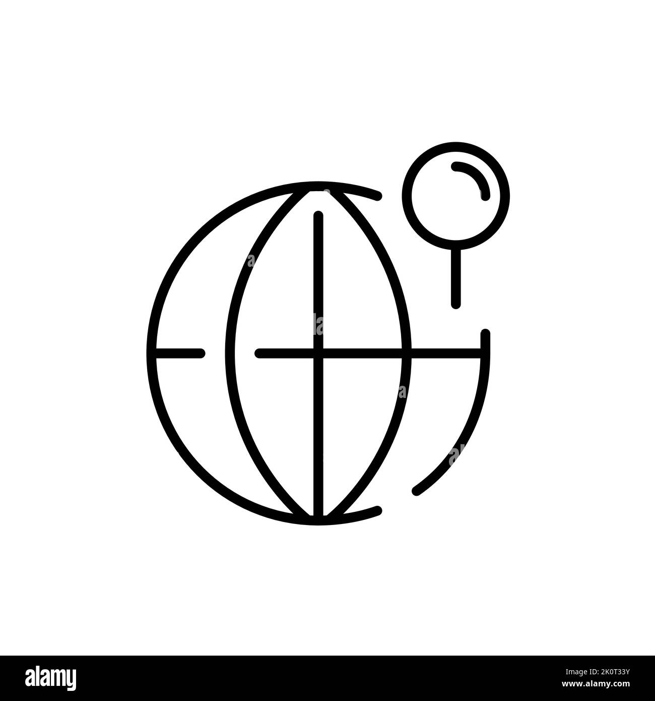 Earth globe with pinpoint for location sharing and navigation. Pixel perfect, editable stroke ...