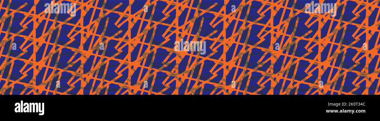 Knit weave style grid vector seamless border background. Blue red ...