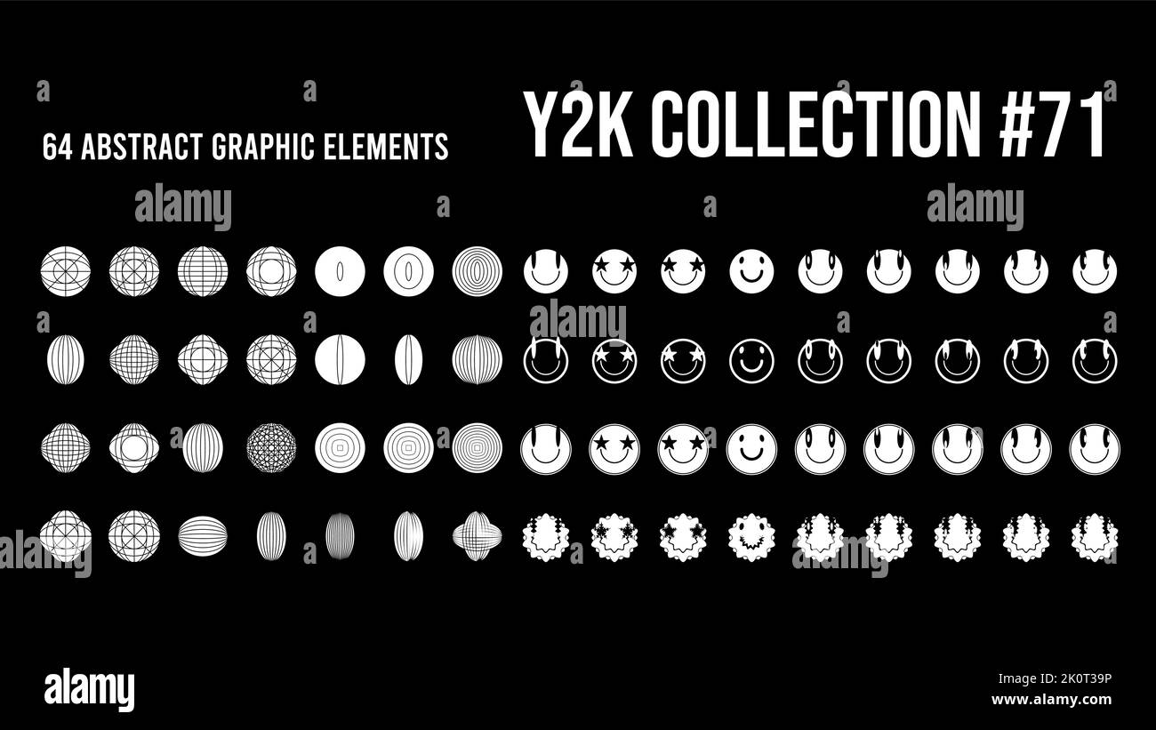Vector set of Y2K stars, starburst and retro futuristic graphic ...