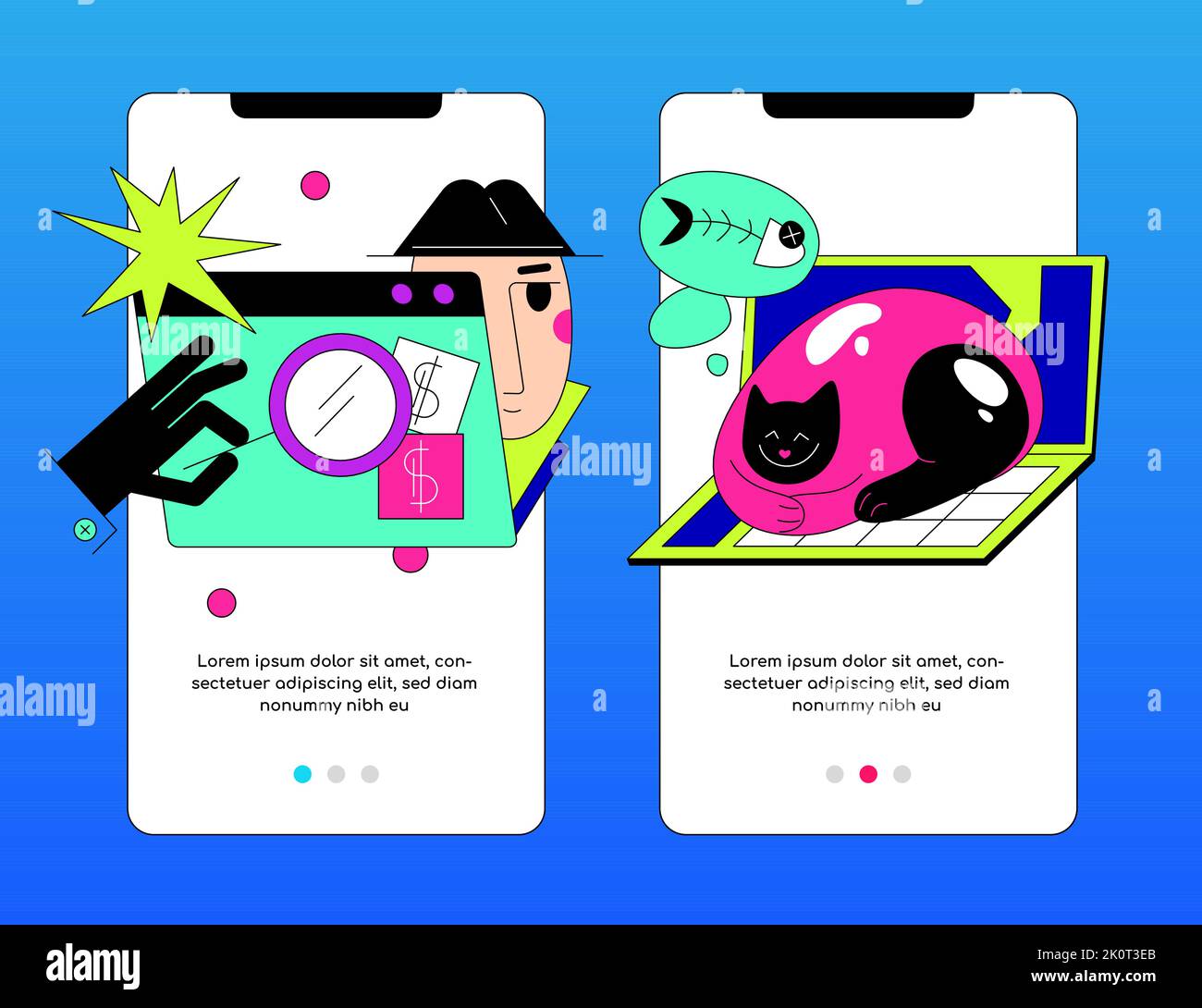 Online security and remote access - colorful flat design style banners ...