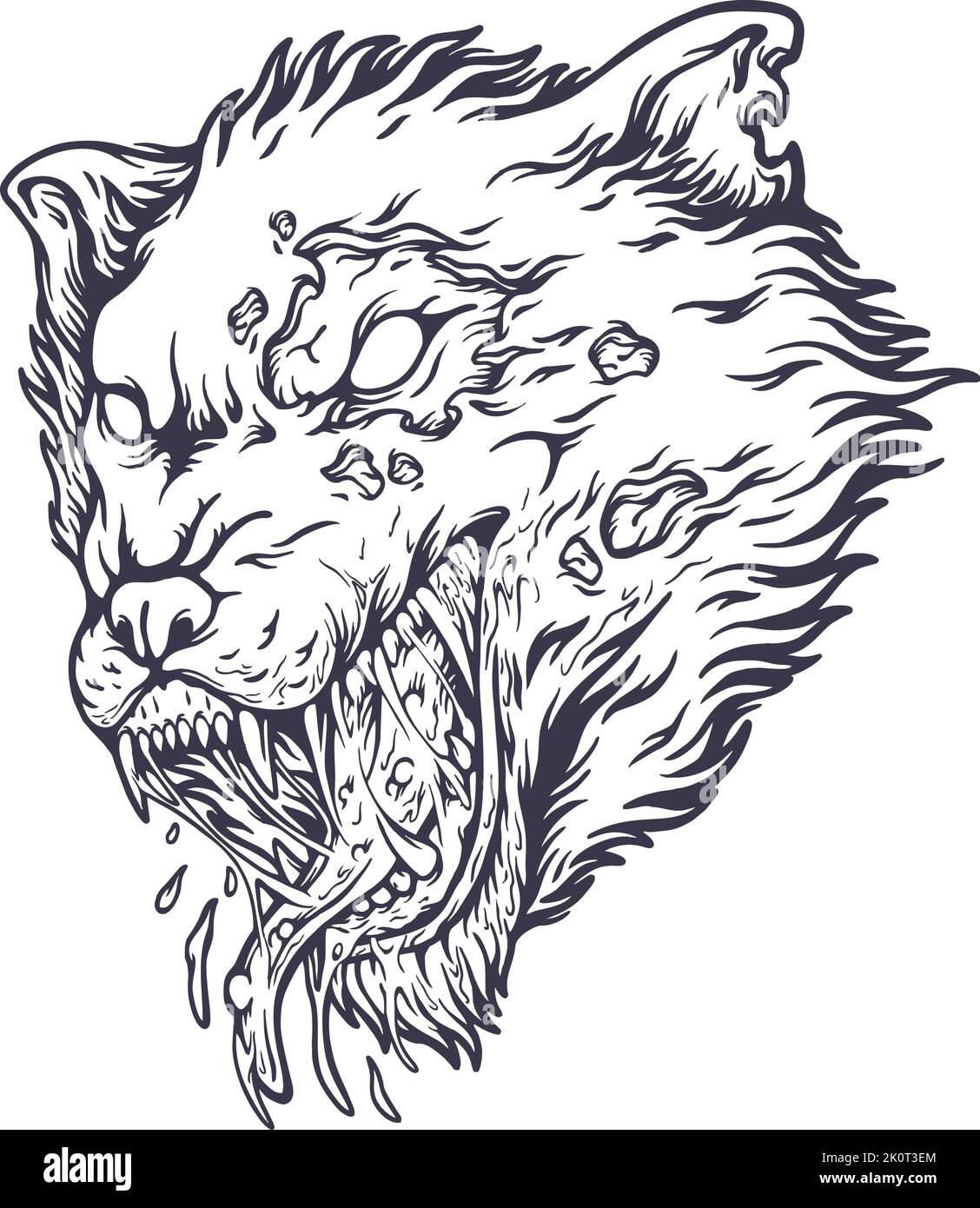 Scary horror werewolf head silhouette vector illustrations for your ...