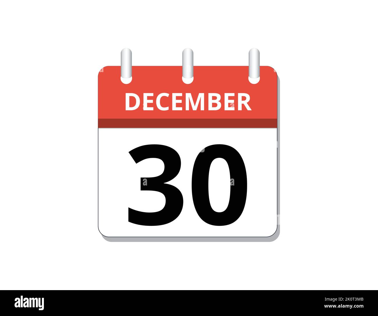 December, 30th calendar icon vector, concept of schedule, business and ...
