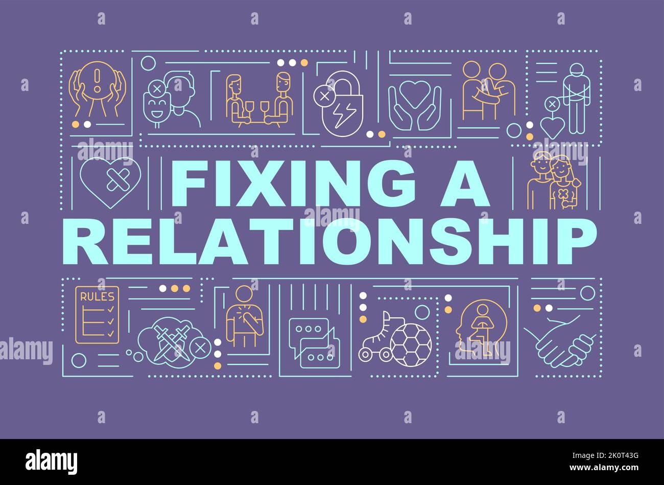 Repairing damaged relationship word concepts dark purple banner Stock ...