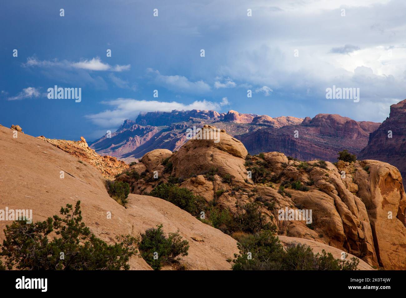 A view of the Moab Rim above Moab, Utah, from Arches National Park ...