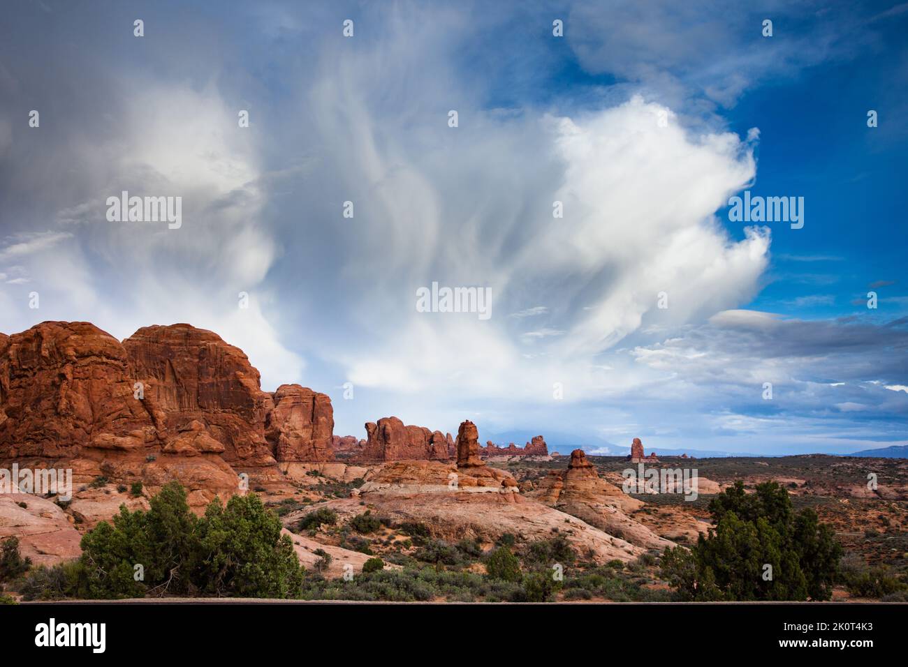 Unusual storm cloud formations over Arches National Park, Moab, Utah ...