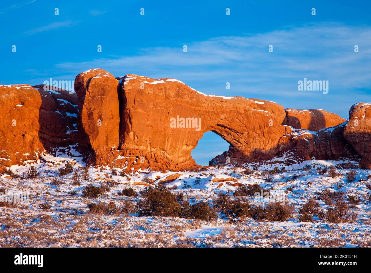 The North Window with snow in the Windows Section of Arches National ...