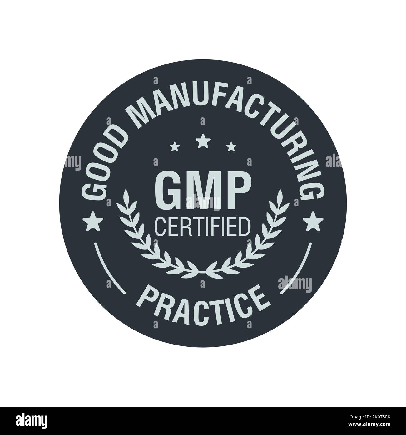 GMP. Good Manufacturing Practice certified round stamp on white background. Vector illustration ...
