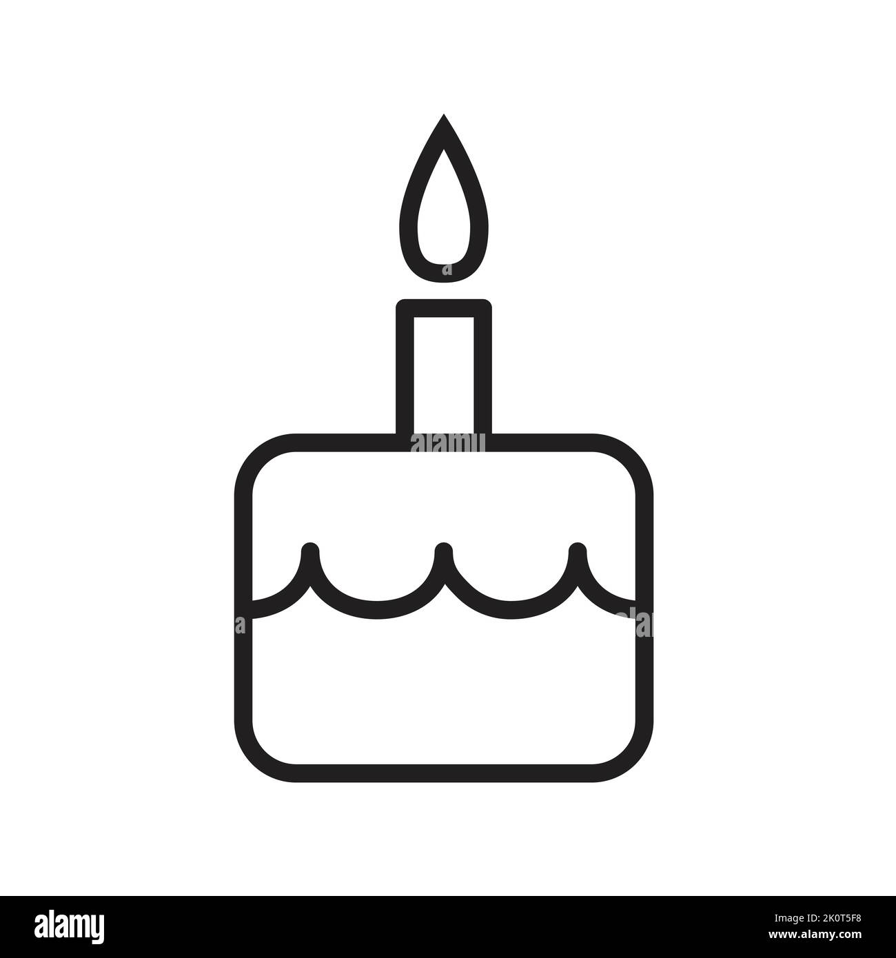 Single candle on single cake with line style icon Stock Vector Image ...