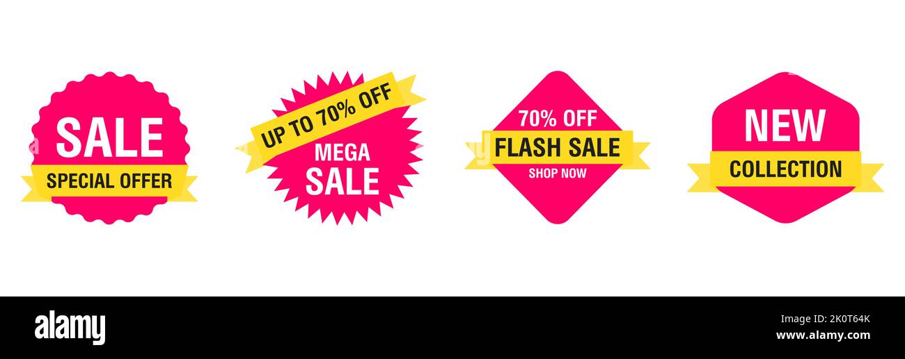 Set of sale tags and labels. Mega sale, special offer, flash sale, new ...