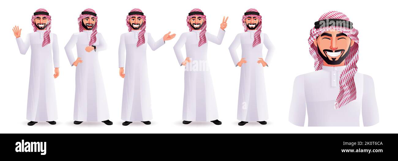 Arab man vector character set design. Arabic male collection in ...