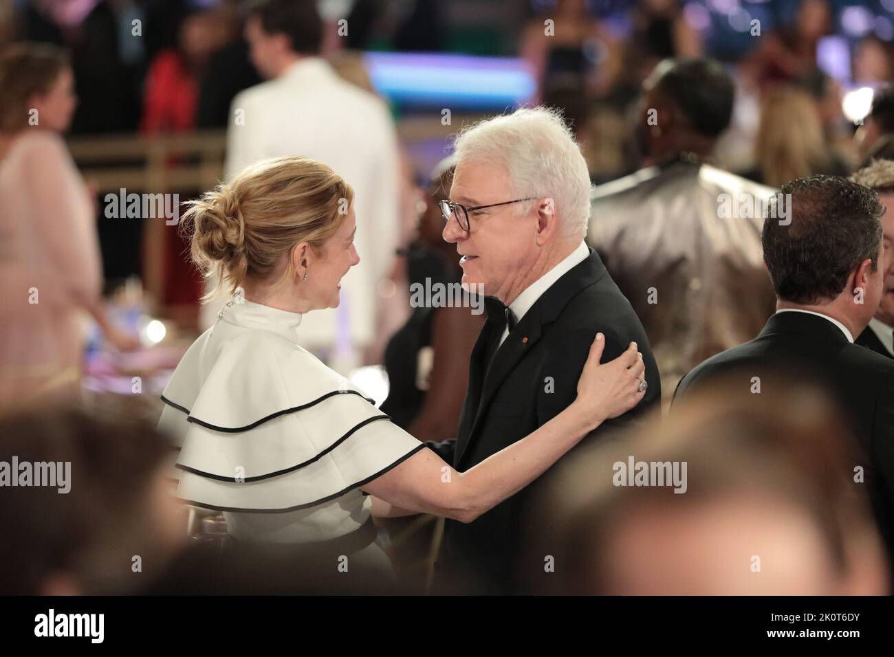Laura Linney, left, and Steve Martin at the 74th Emmy Awards on Monday ...
