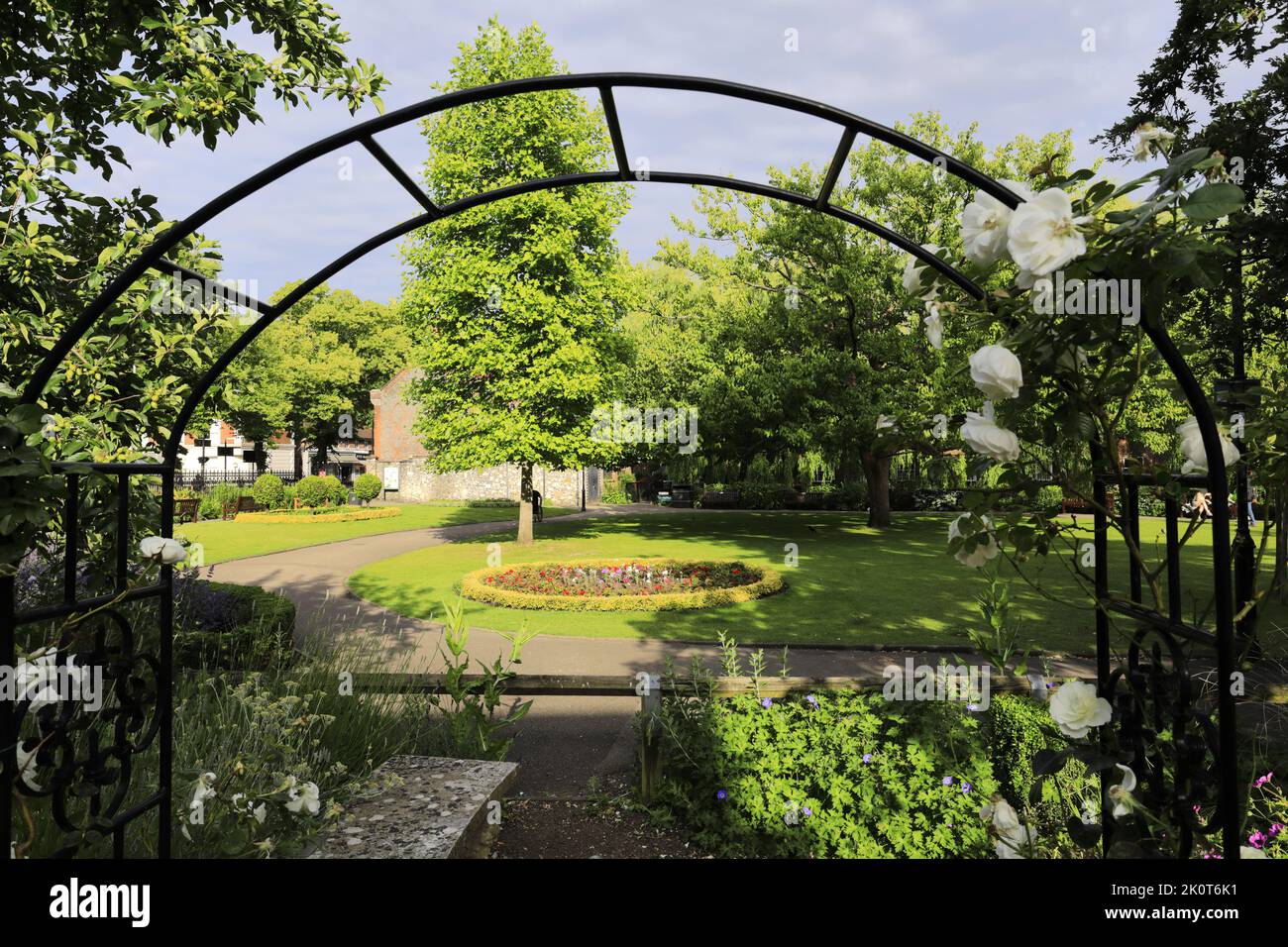View over the Abbey Gardens, Winchester City, Hampshire County; England ...