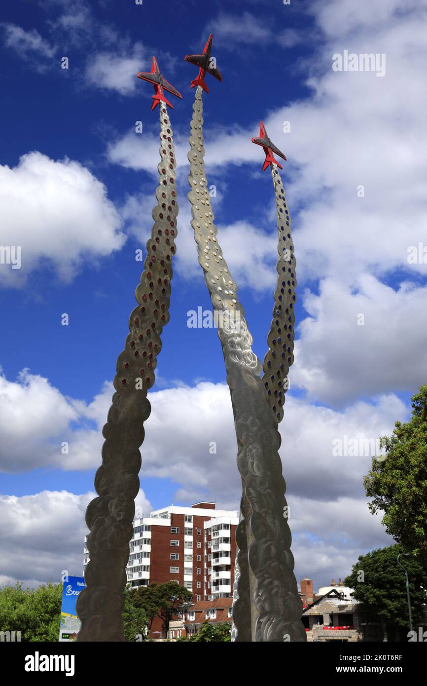 The Red Arrows memorial in Bournemouth town, Dorset, England, UK The ...