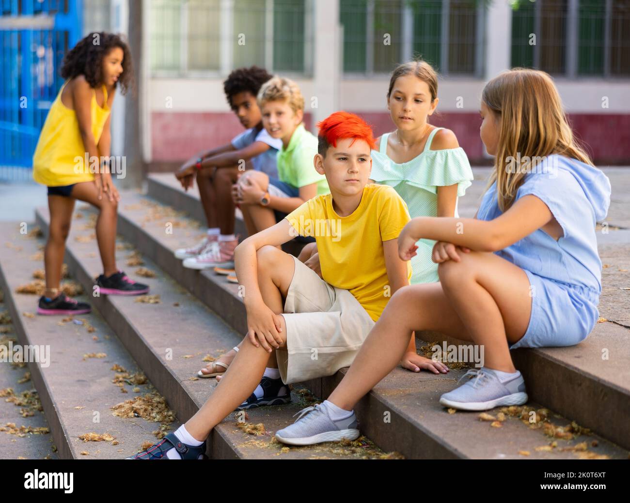 Children conversation stairs hi-res stock photography and images - Alamy