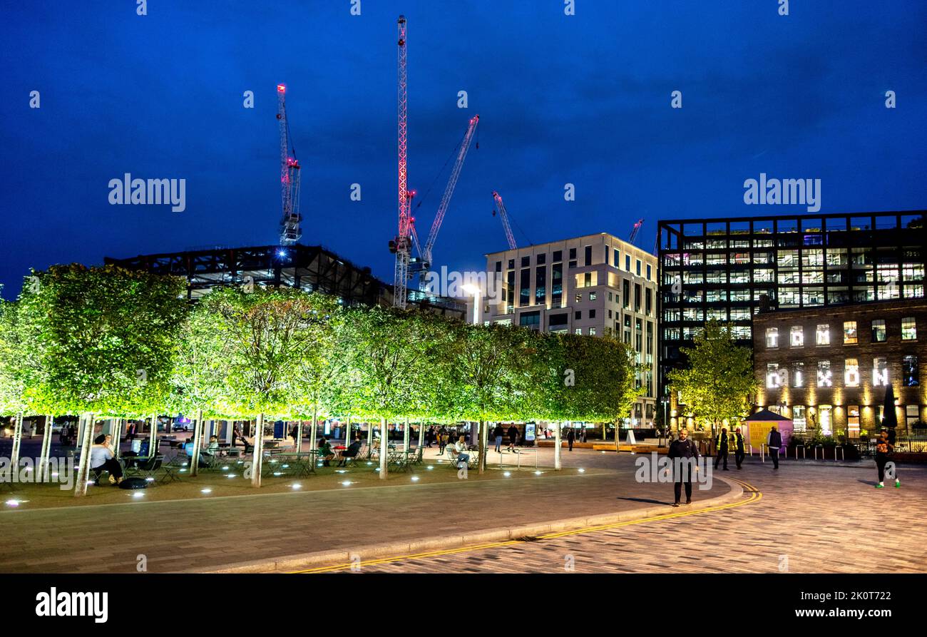The Granary Square Kings Cross Development at Night London Stock Photo ...