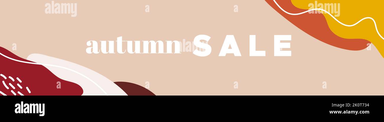 Autumn sale colorful banner. Abstract organic wavy shapes background ...