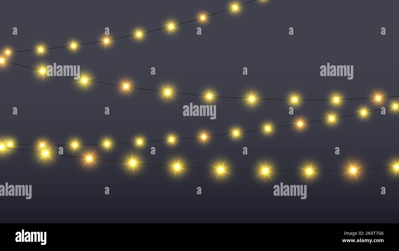 Glowing lamps garland. Decorative lights. Fairy lights chain. Wall ...