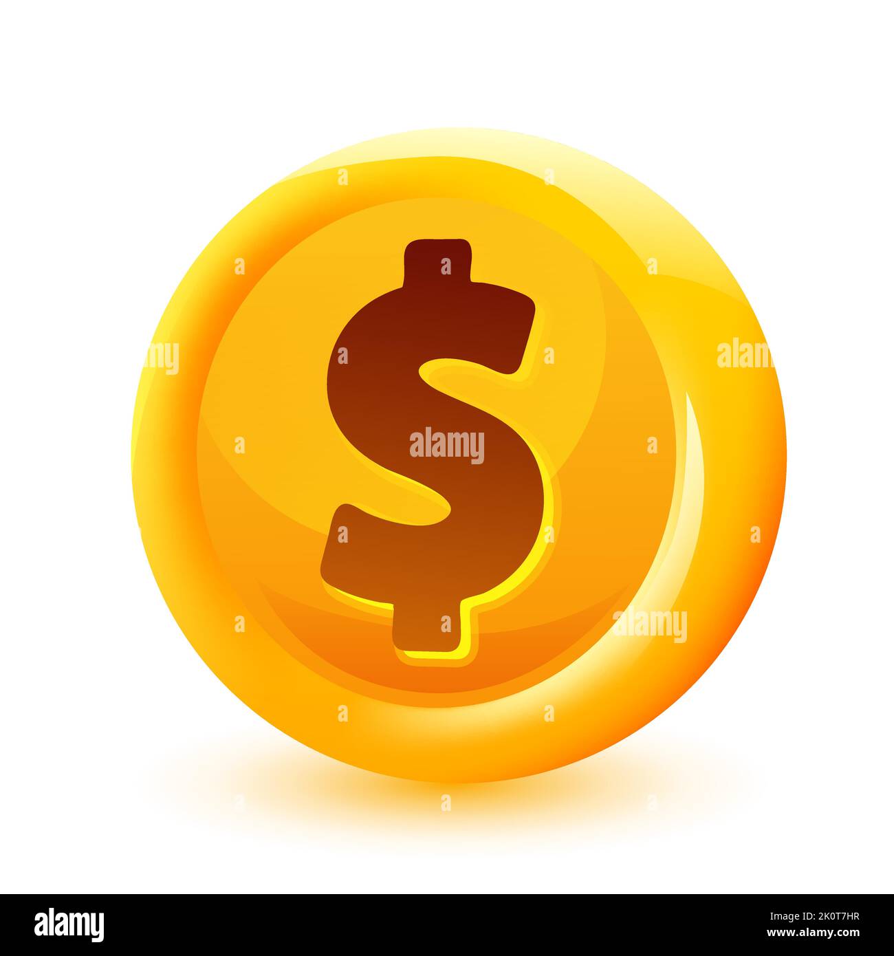 3d cartoon gold coin isolated on white background. Vector illustration ...