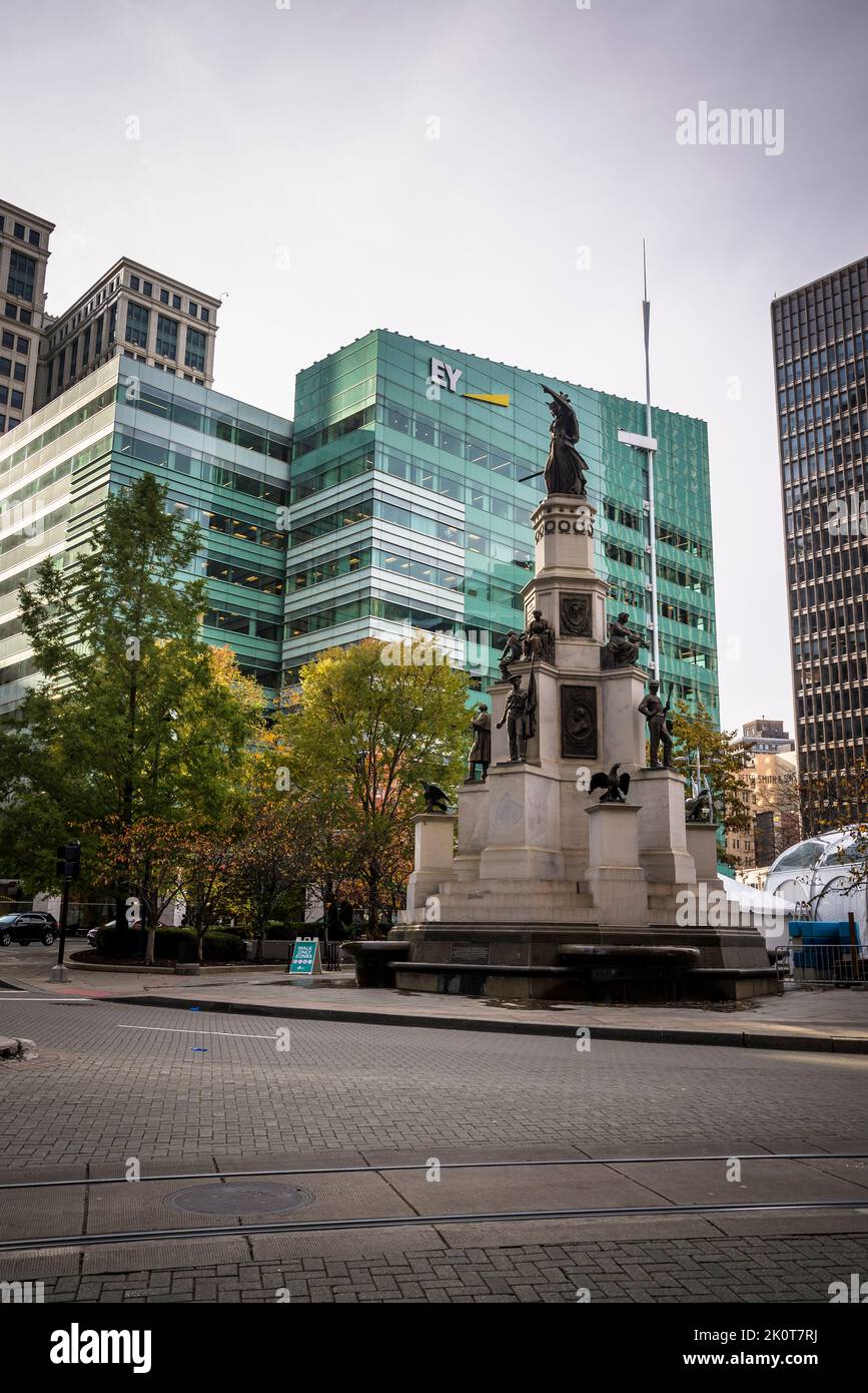 Monument at Campus Martius Park, Detroit, Michigan, USA Stock Photo - Alamy