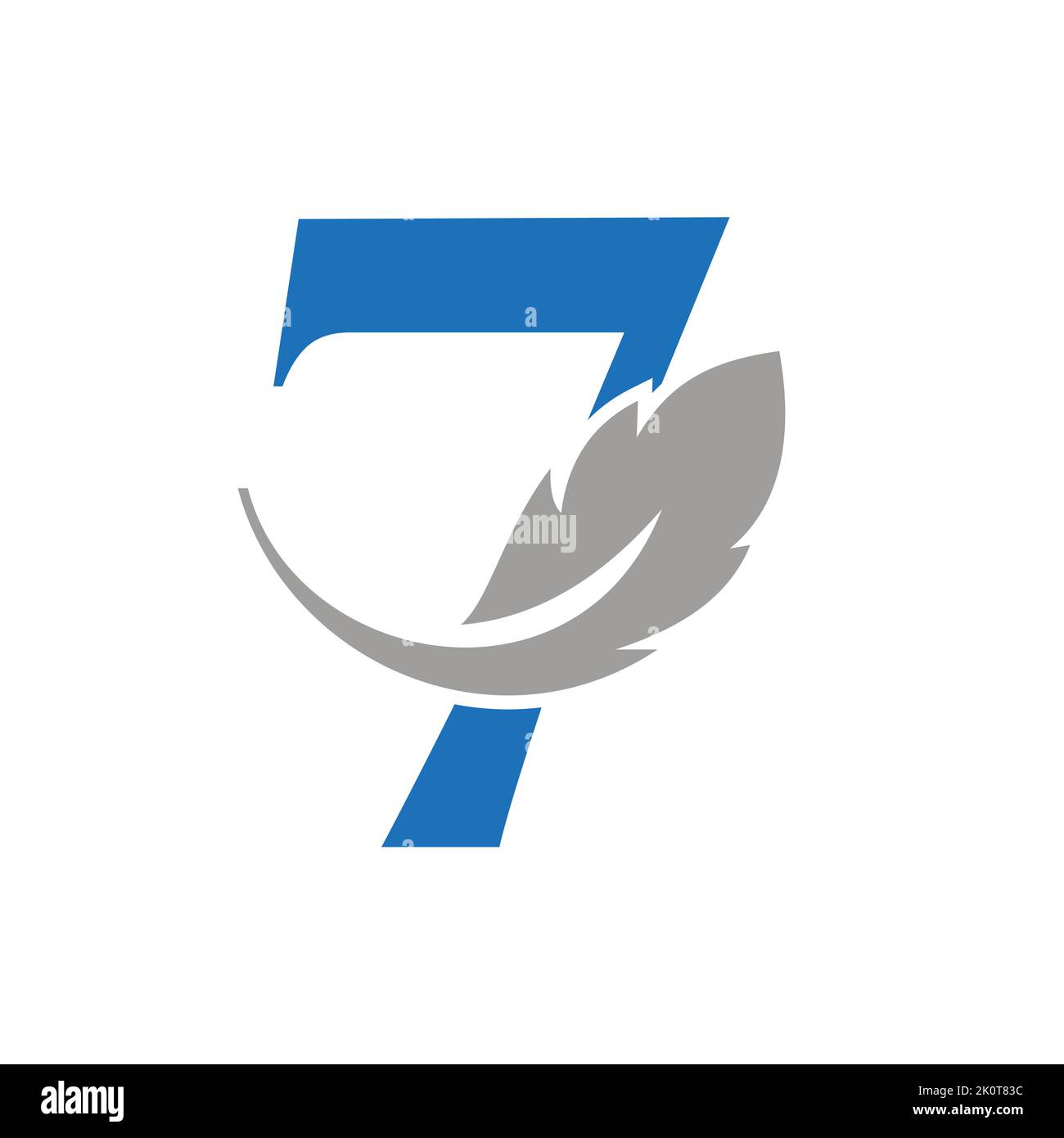 Letter 7 Feather Logo Design Combined With Bird Feather Wine For ...