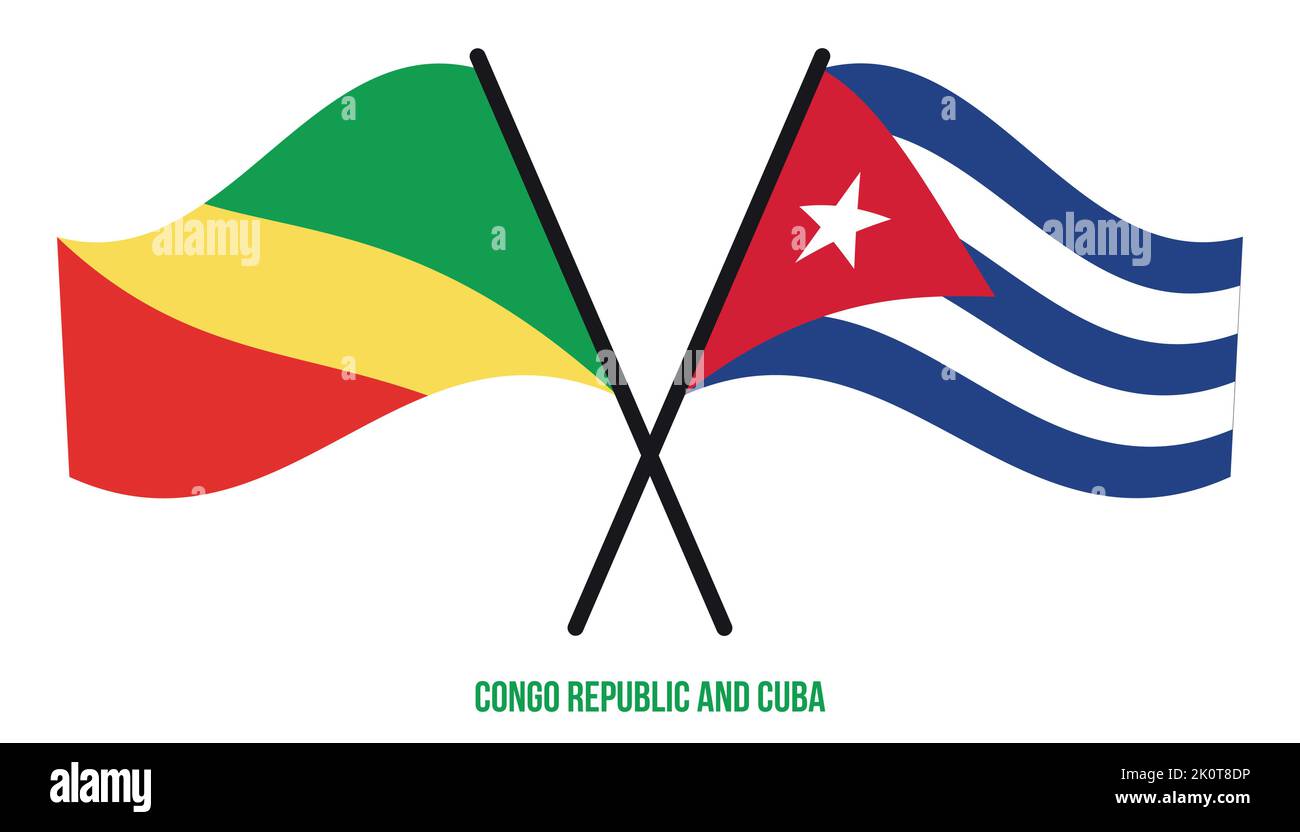 Congo Republic and Cuba Flags Crossed And Waving Flat Style. Official ...