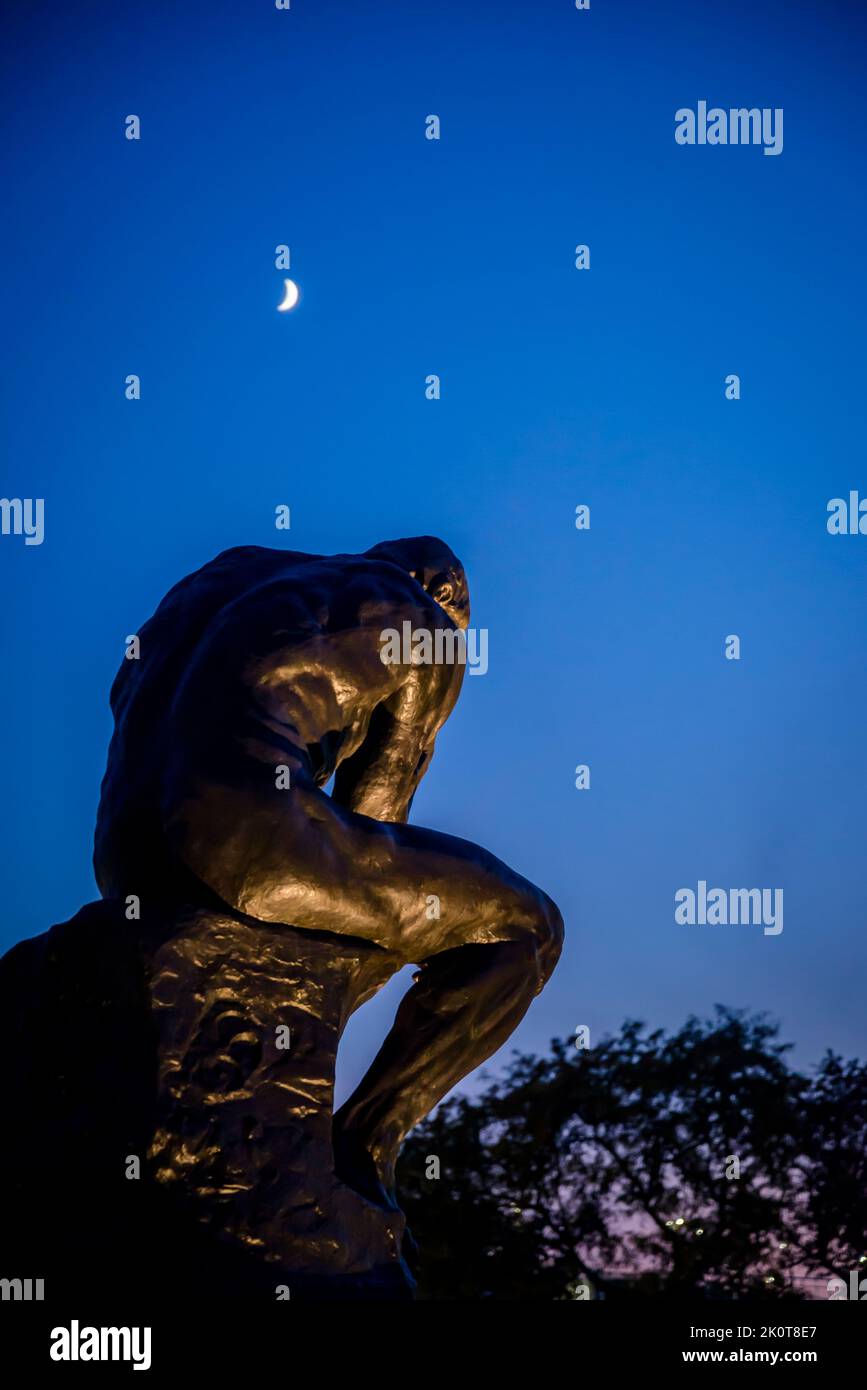 Auguste Rodin sculpture The Thinker, 1904 in front of main facade of ...