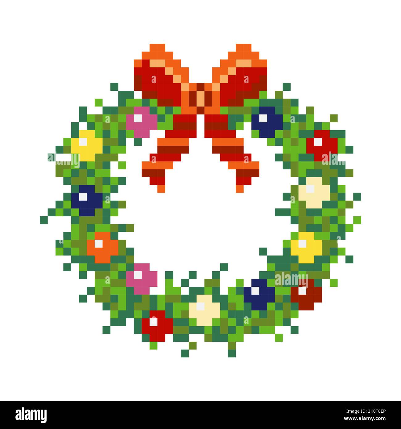 Christmas Wreath Icon in Pixel Art Style Stock Vector Image & Art - Alamy
