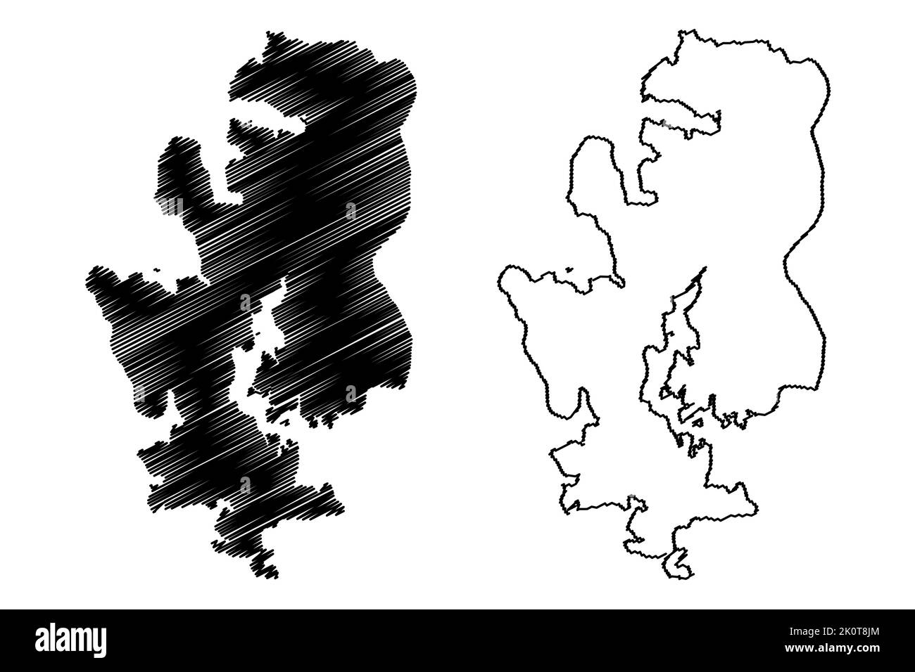 Hario island (Japan, East Asia, Japanese archipelago) map vector illustration, scribble sketch ...