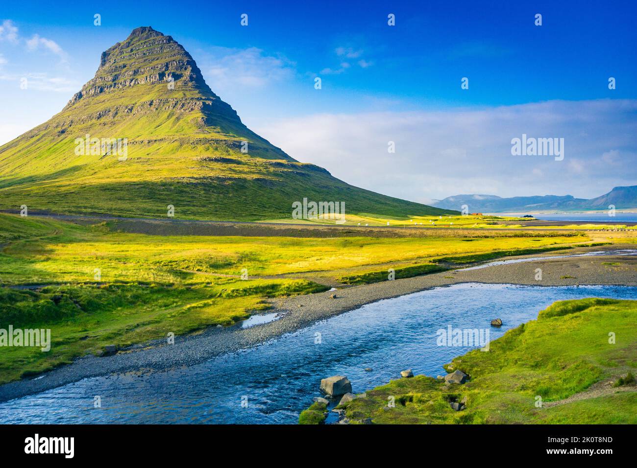 Kirkjufell mountain in summer, Iceland - HDR photograph Stock Photo - Alamy