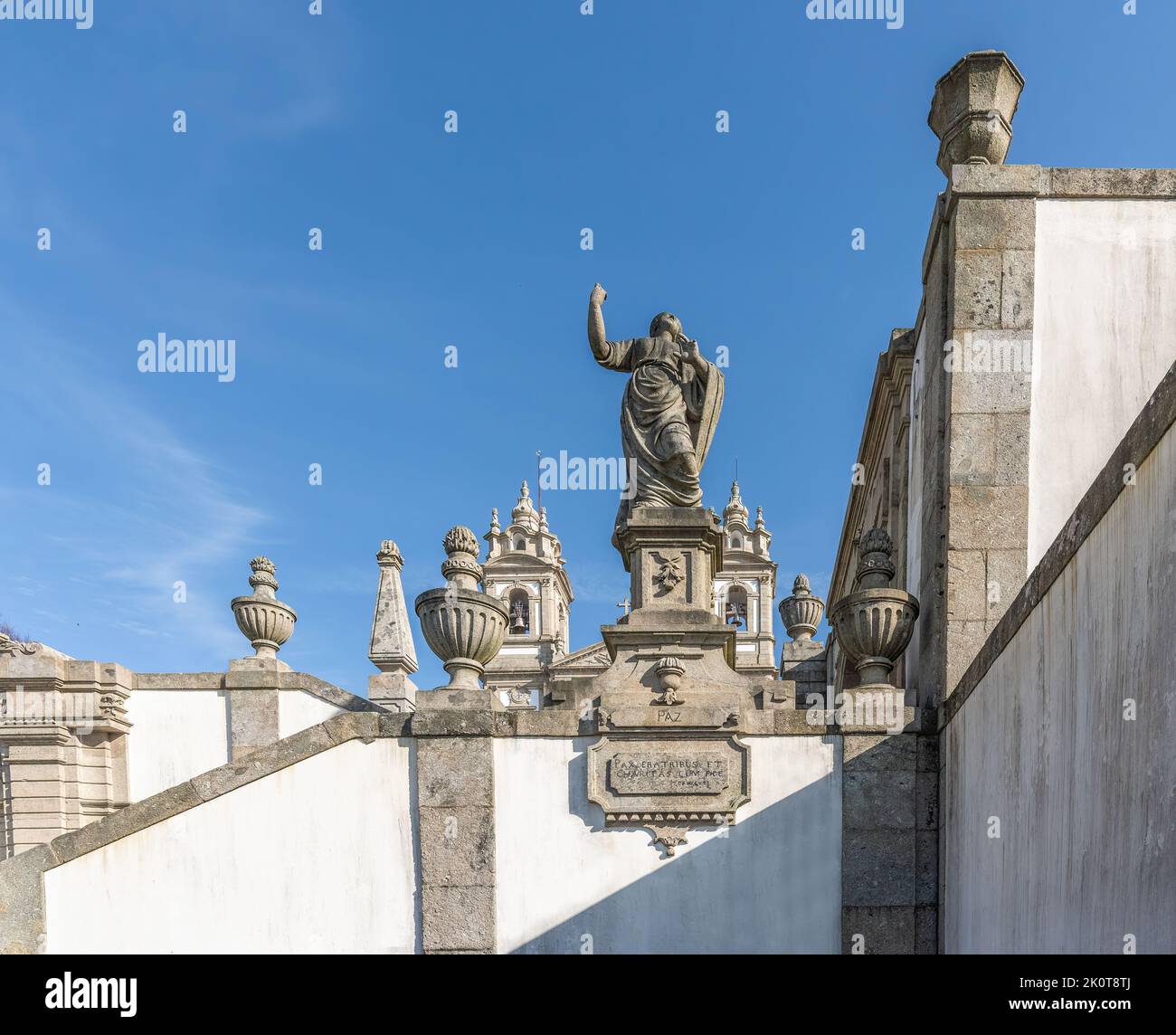 Peace Statue at Three Virtues Stairway at Sanctuary of Bom Jesus do ...