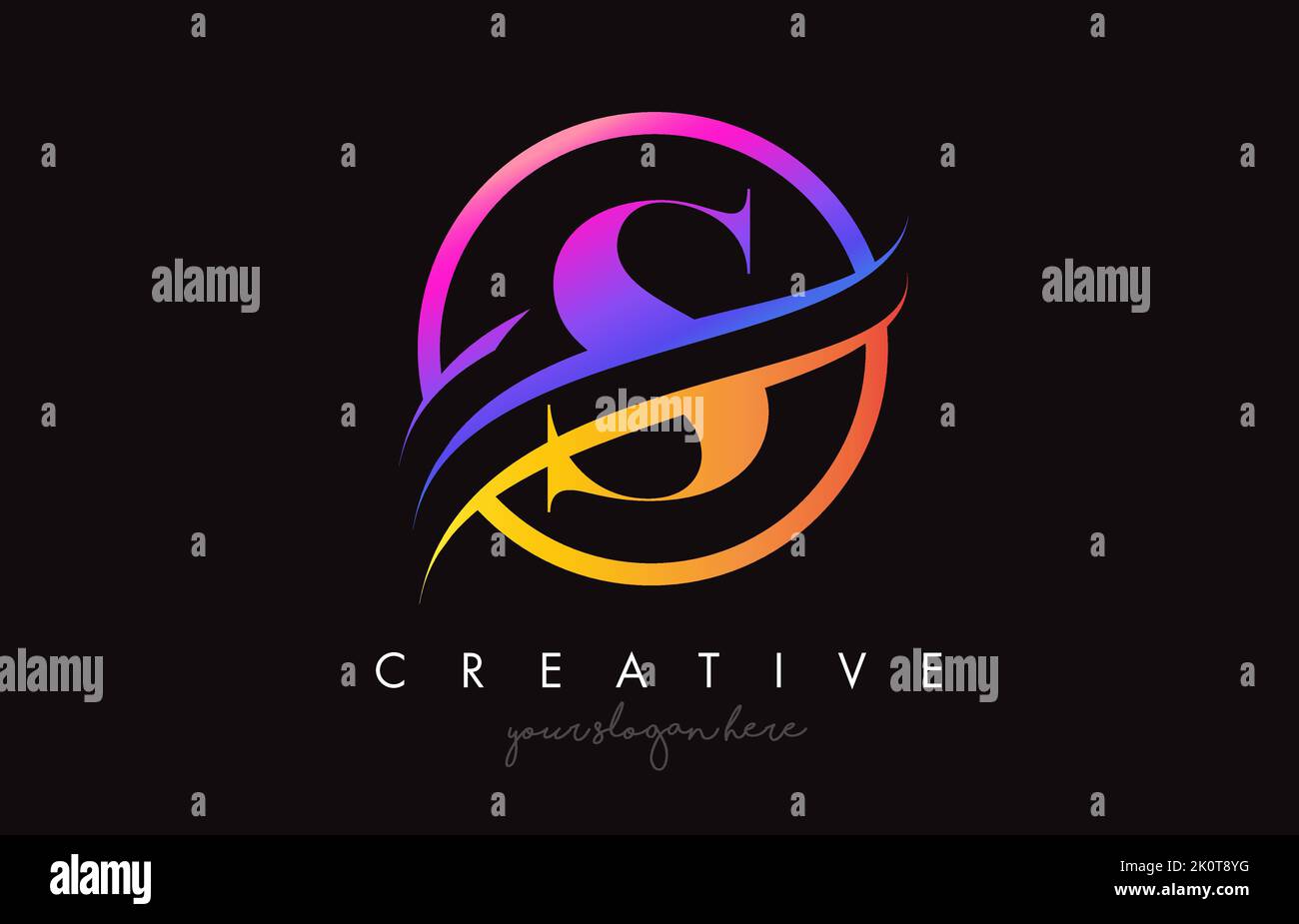 Letter S Logo with Creative Purple Orange Colors and Circle Swoosh Cut ...